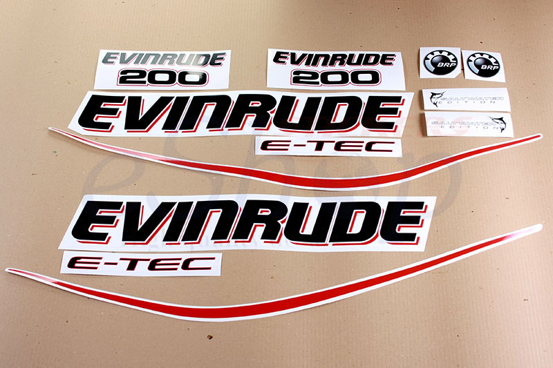 Evinrude 200 Hp e-tec 2004 2009 white set | Eshop Stickers