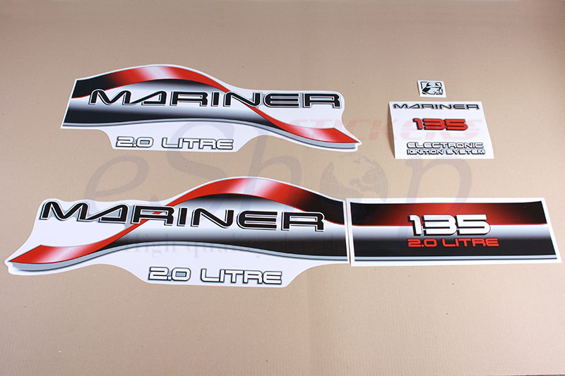 Mariner 135 Hp 2 Litre Two Stroke 1996 - 1998 Red set | Eshop Stickers